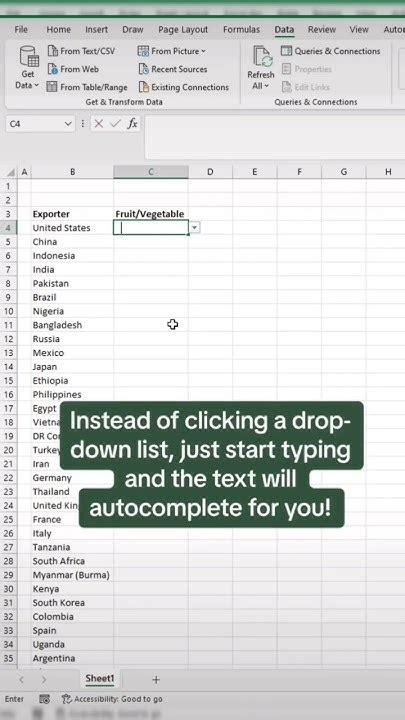 Using New Feature Dropdown Autocomplete In Excel ️ Excelsheets Excelshortcuts