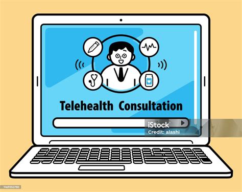 원격 진료 또는 원격 의료 상담 랩톱 컴퓨터 또는 화상 통화를 통해 의료 제공자와 상담 5g에 대한 스톡 벡터 아트 및 기타 이미지 5g 6세대 이동 통신 Brand
