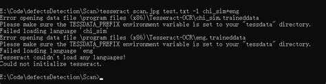 please make sure the tessdata prefix environment variable is set to your “tessdata“ directory