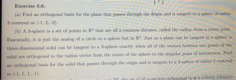 Solved Exercise 5 6 A Find An Orthogonal Basis For The