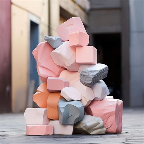 premium photo a stack of colorful orange and white objects are