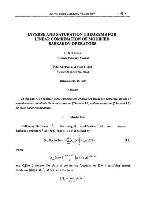PDF Inverse And Saturation Theorems For Linear Combination Of Modified Baskakov Operators