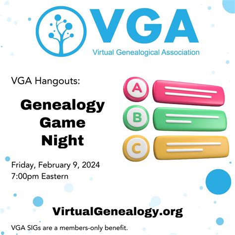 Vga Hangouts Genealogy Game Night Virtual Genealogical Association