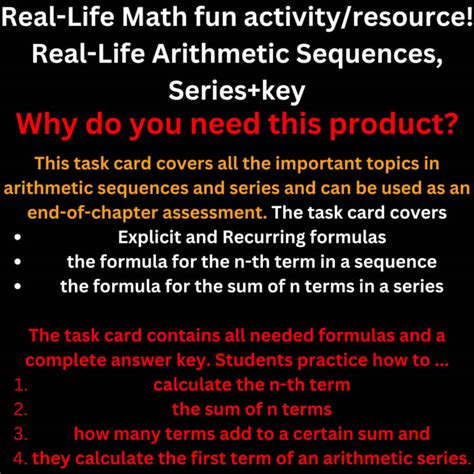 Real Life Math Fun Activityresource Real Life Arithmetic Sequences