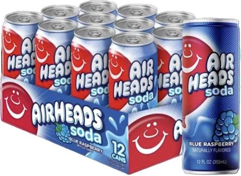 Airheads Soda Can Blue Raspberry 355ml Flavour Usa 12 Cans American