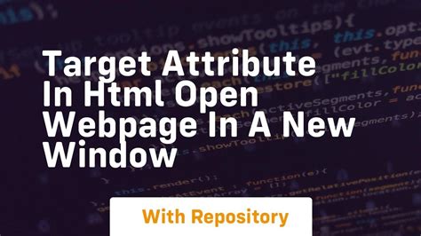 Target Attribute In Html Open Webpage In A New Window Youtube