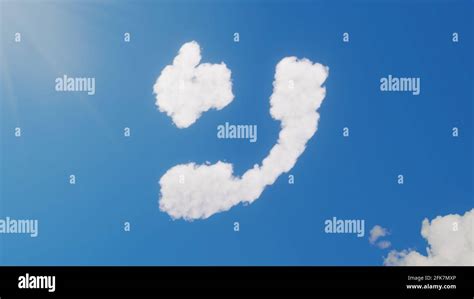 3d Rendering Of White Fluffy Clouds In Shape Of Symbol Of Headphone With Incoming Arrow On Blue