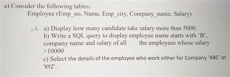 answered a consider the following tables … bartleby