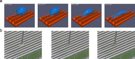 A Simulation And B Experimental Results Of Water Behavior On A Download Scientific Diagram