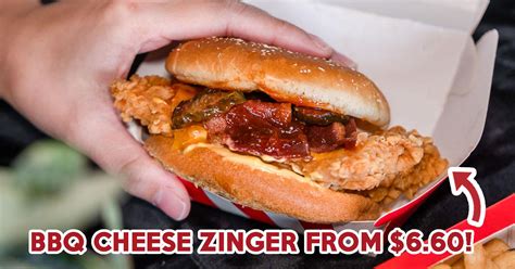 Kfcs New Bbq Cheese Zinger Comes With Kfcheese Crispy Turkey Bacon And Soft Oat Bran Buns