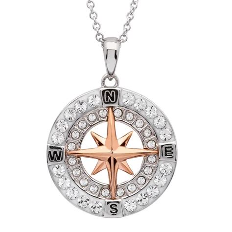 Ocean Ss Compass With Rose Plate Necklace Danatyler