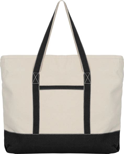 Extra Large Canvas Tote Bags With Zipper 22 Inch Heavy