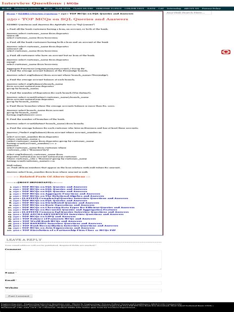 250 Top Mcqs On Sql Queries And Answers Quiz Pdf Deposit Account Banks