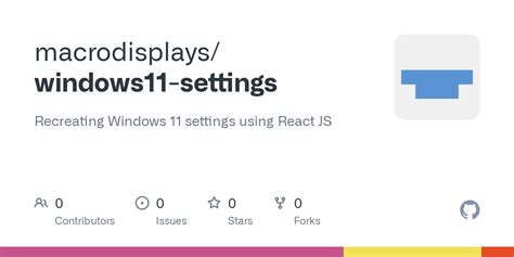 github macrodisplays windows11 settings recreating windows 11 settings using react js