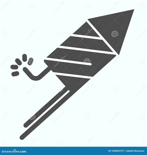 Firecracker Solid Icon Burning Firework Vector Illustration Isolated