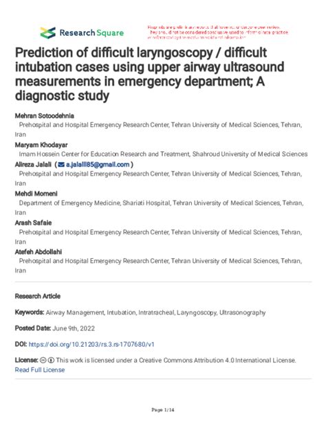 Pdf Prediction Of Difficult Laryngoscopy Difficult Intubation Cases