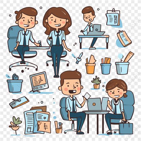 Gambar Hr Clipart Orang Melakukan Pekerjaan Kantor Karakter Kartun Set