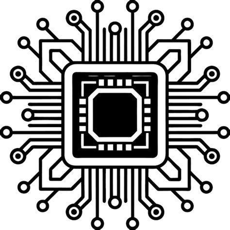 A Black And White Illustration Of A Computer Chip With Multiple Connections Premium Ai