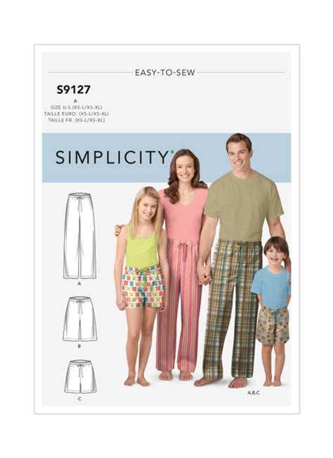 S9127 Simplicity Sewing Pattern Unisex Sleepwear Simplicity