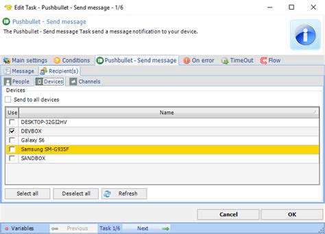 pushbullet send message visualcron documentation