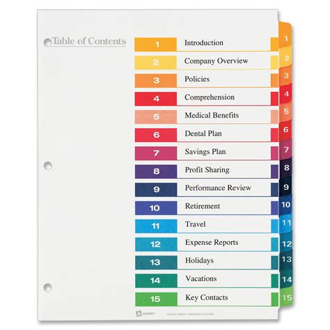 Avery Ready Index Custom TOC Binder Dividers 90 AVE11197 AVE 11197