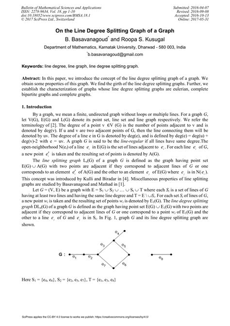 Pdf On The Line Degree Splitting Graph Of A Graph