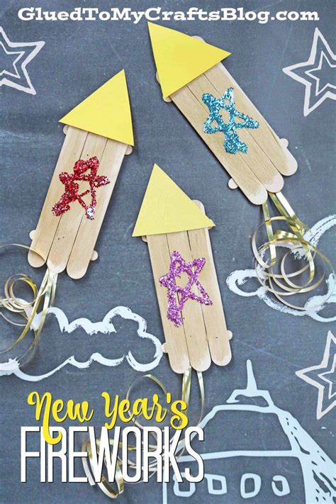 Wood Craft Stick New Years Fireworks Fireworks Craft Fireworks