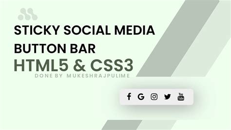Sticky Social Media Bar Using Html And Css Done By Mukeshrajpulime Socialbutton Htmlcss