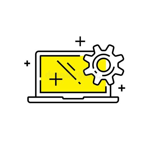 Laptop Settings Line Icon Stock Vector Illustration Of Configuration 158060810