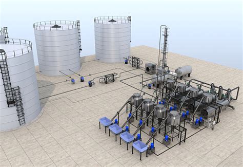 석유 정유 공장 화학 생산 폐기물 처리 공장 외부 시각화 3d 그림 3차원 형태에 대한 스톡 사진 및 기타 이미지 3차원 형태 가솔린 강철 Istock