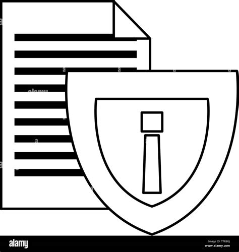 File Shield Cybersecurity Data Protection Vector Illustration Outline Stock Vector Image Art