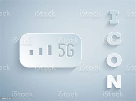 종이 잘라 5g 새로운 무선 인터넷 와이파이 연결 아이콘 회색 배경에 격리 글로벌 네트워크 고속 연결 데이터 속도 기술 종이 아트 스타일 벡터 3차원 형태에 대한 스톡 벡터