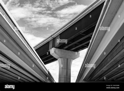 Flyover Architecture Of Transport System Bridge Overpass On Highway Structural Overpass In