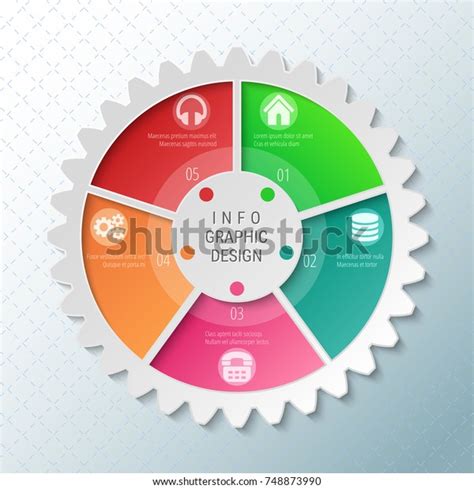 Gear Wheel Pie Chart 5 Spokes Stock Vector Royalty Free 748873990