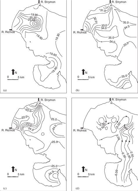 Spatial Distribution Of A Temperature In 1c B Salinity C Download Scientific Diagram