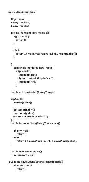 Solved Public Class Binarytree Object Info Binarytree