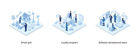 Smart Grid Concept Design People Characters Standing Near Big Shopping