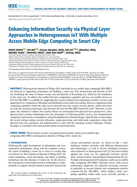 Pdf Enhancing Information Security Via Physical Layer Approaches In Heterogeneous Iot With
