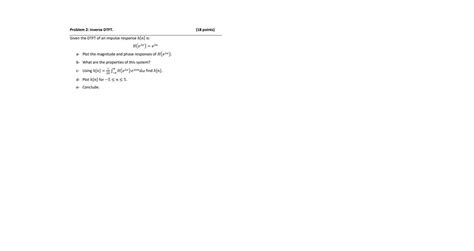 Solved Problem 2 Inverse Dtft 18 Points Given The Dtft