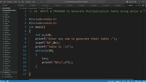 Write A Program To Generate Multiplication Table Using While Loop In C Programming Question
