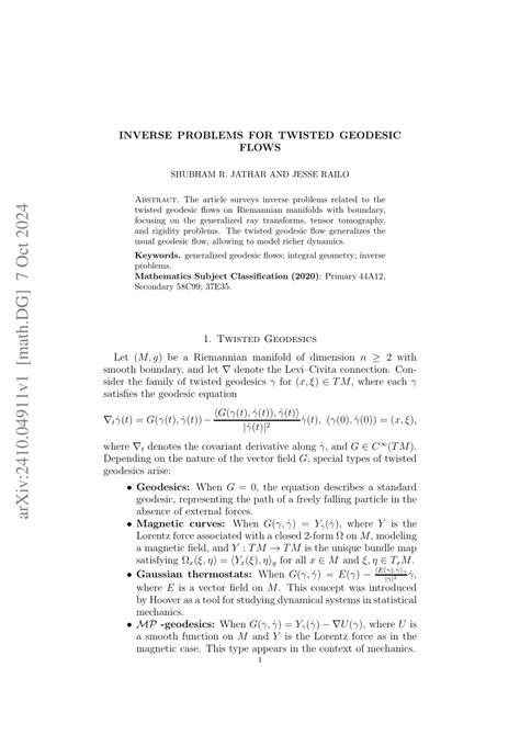 Pdf Inverse Problems For Twisted Geodesic Flows