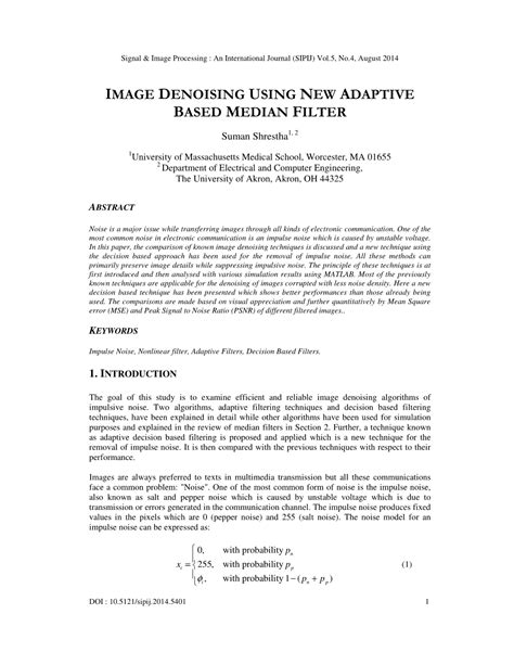 Image Denoising Using New Adaptive Based Median Filter Docslib
