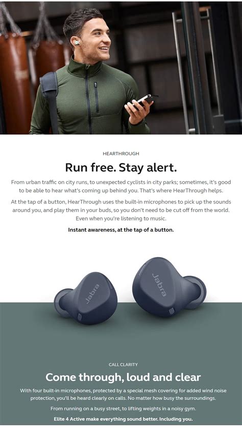 Jabra Elite Active True Wireless EarBuds Active Noise Cancellation ANC Secure Active Fit