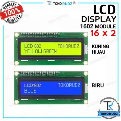 jual lcd display 1602 16x2 karakter backlight hijau biru modul arduino