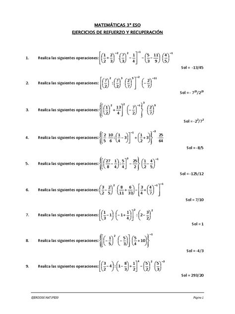 Ejercicios Matemáticas 3º Eso Pdf Descargar Gratis Pdf Ciencias