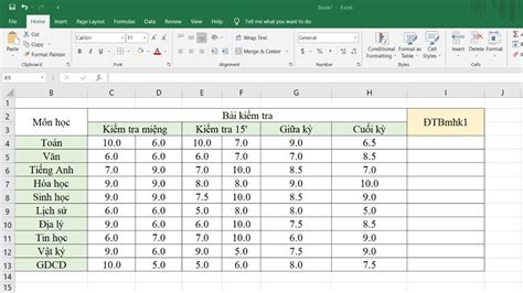 Cách Tính điểm Trung Bình Môn Học Kỳ 1 Học Kỳ 2 Nhanh Nhất