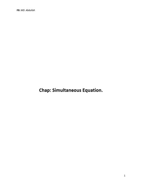 Chap Simultaneous Equation Pdf Equations Mathematics Of Computing