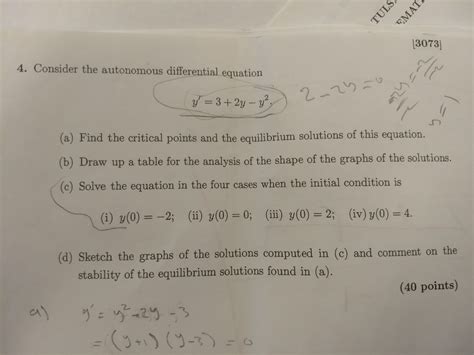 Solved Consider The Autonomous Differential Equation Y 3