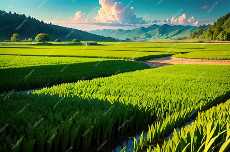 Premium Photo Agriculture Planting Paddy Rice Grain Farm Field
