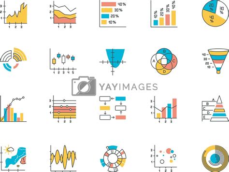 Chart And Graph Color Icons Set Pie Diagram Horizontal And Vertical